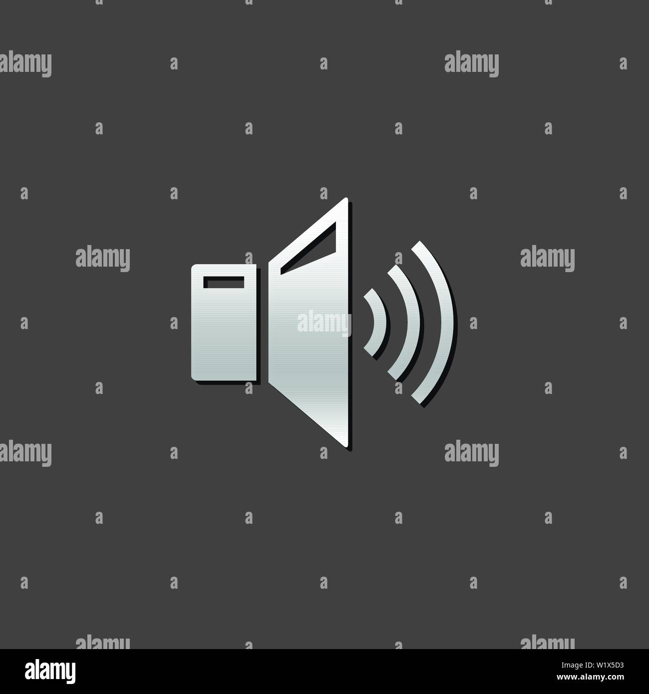 Audio volume icon in metallic grey color style.Electronic button music ...
