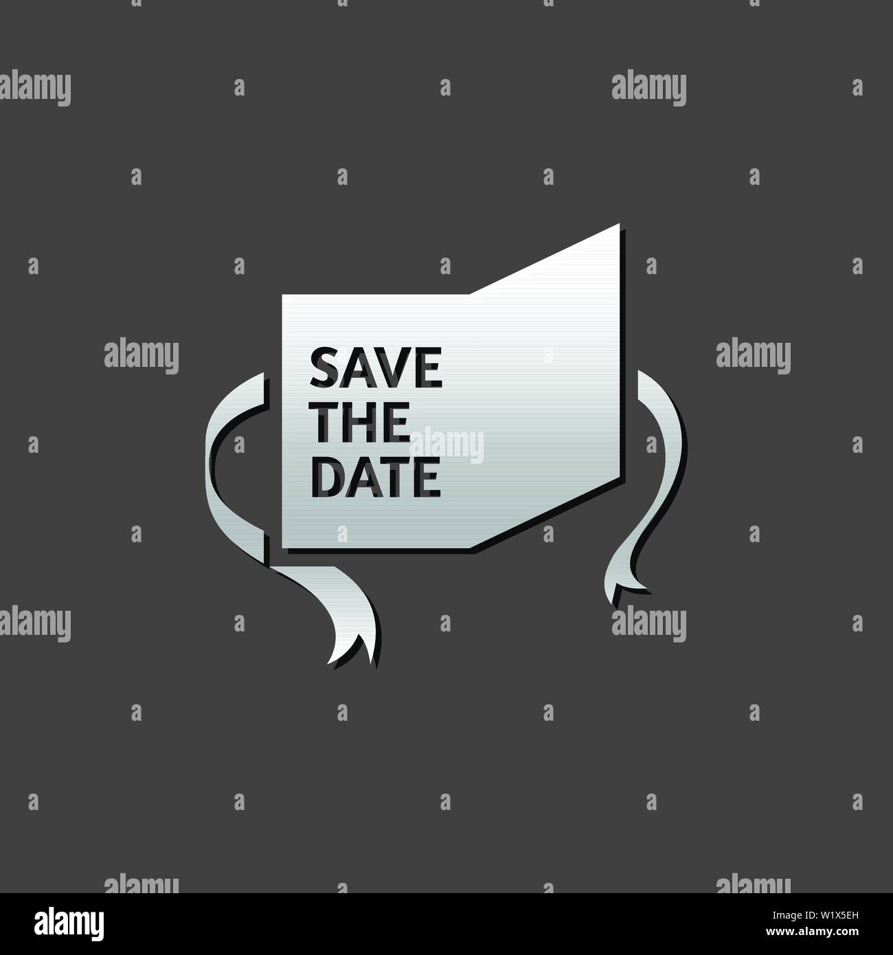 Wedding card icon in metallic grey color style. Save the date Stock ...