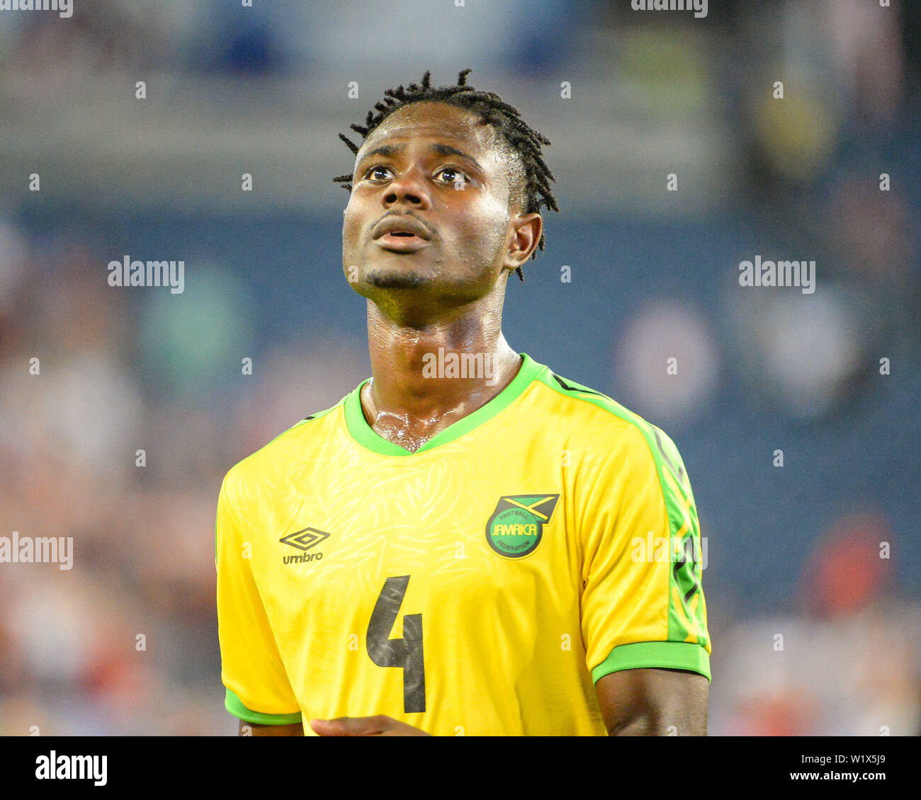 Nashville, TN, USA. 03rd July, 2019. Jamaica midfielder, Andre Lewis (4 ...