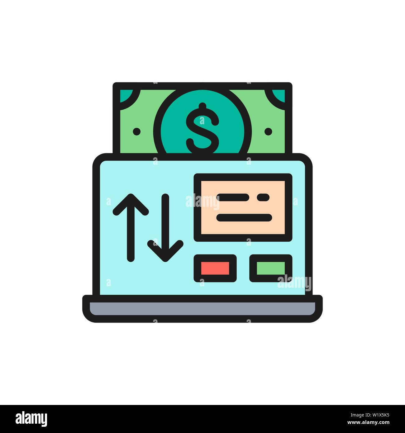 Mobile wallet flat color Cut Out Stock Images & Pictures - Alamy
