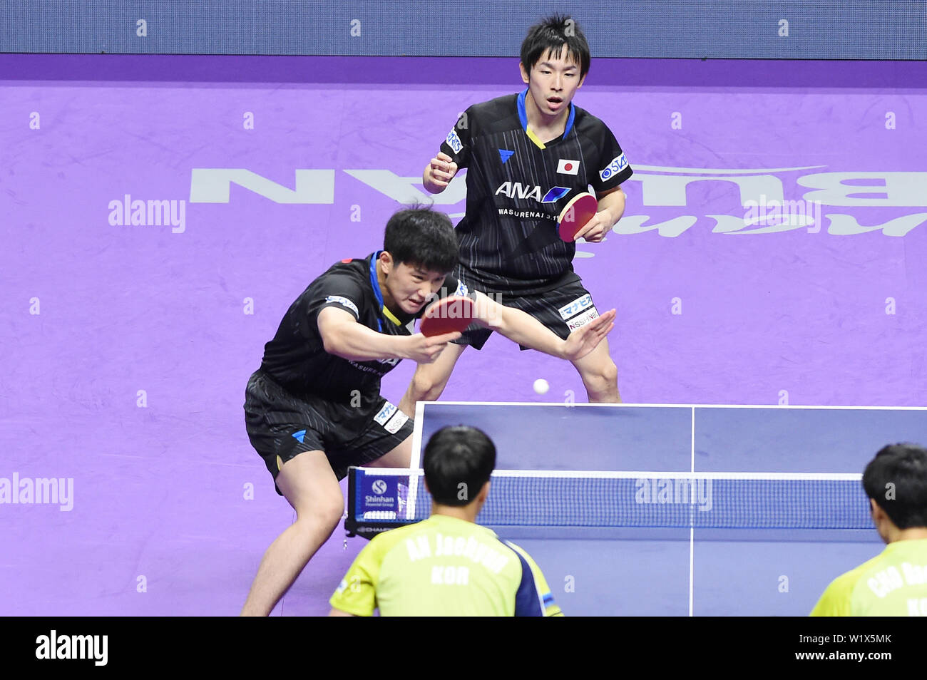 Busan, South Korea. 4th July, 2019. Koki Niwa (JPN), Tomokazu Harimoto (JPN) Table Tennis : The ...