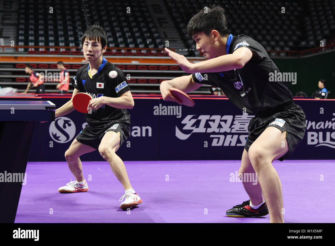 Busan, South Korea. 4th July, 2019. Koki Niwa (JPN), Tomokazu Harimoto ...