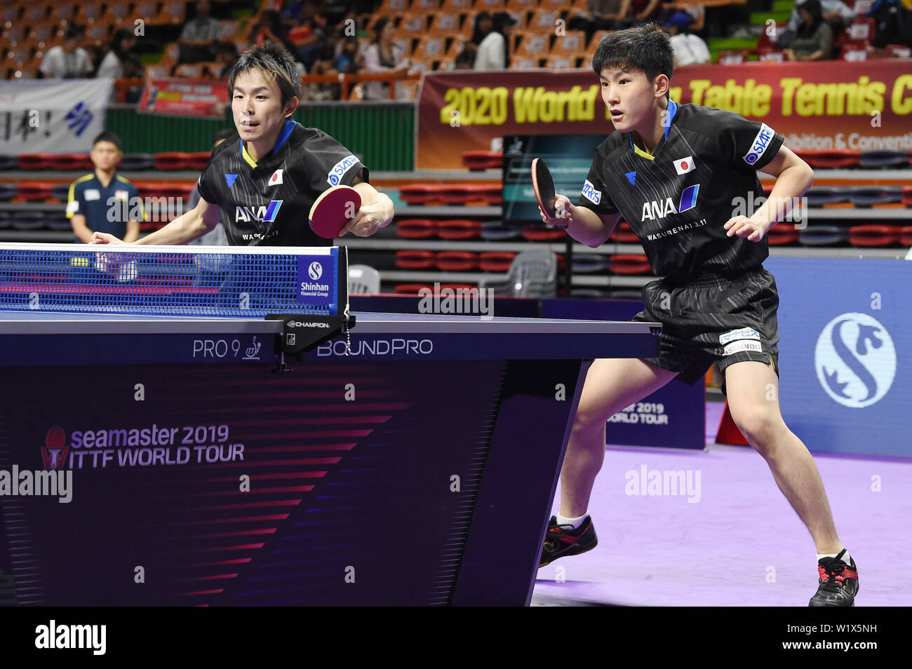 Busan, South Korea. 4th July, 2019. Koki Niwa (JPN), Tomokazu Harimoto (JPN) Table Tennis : The ...