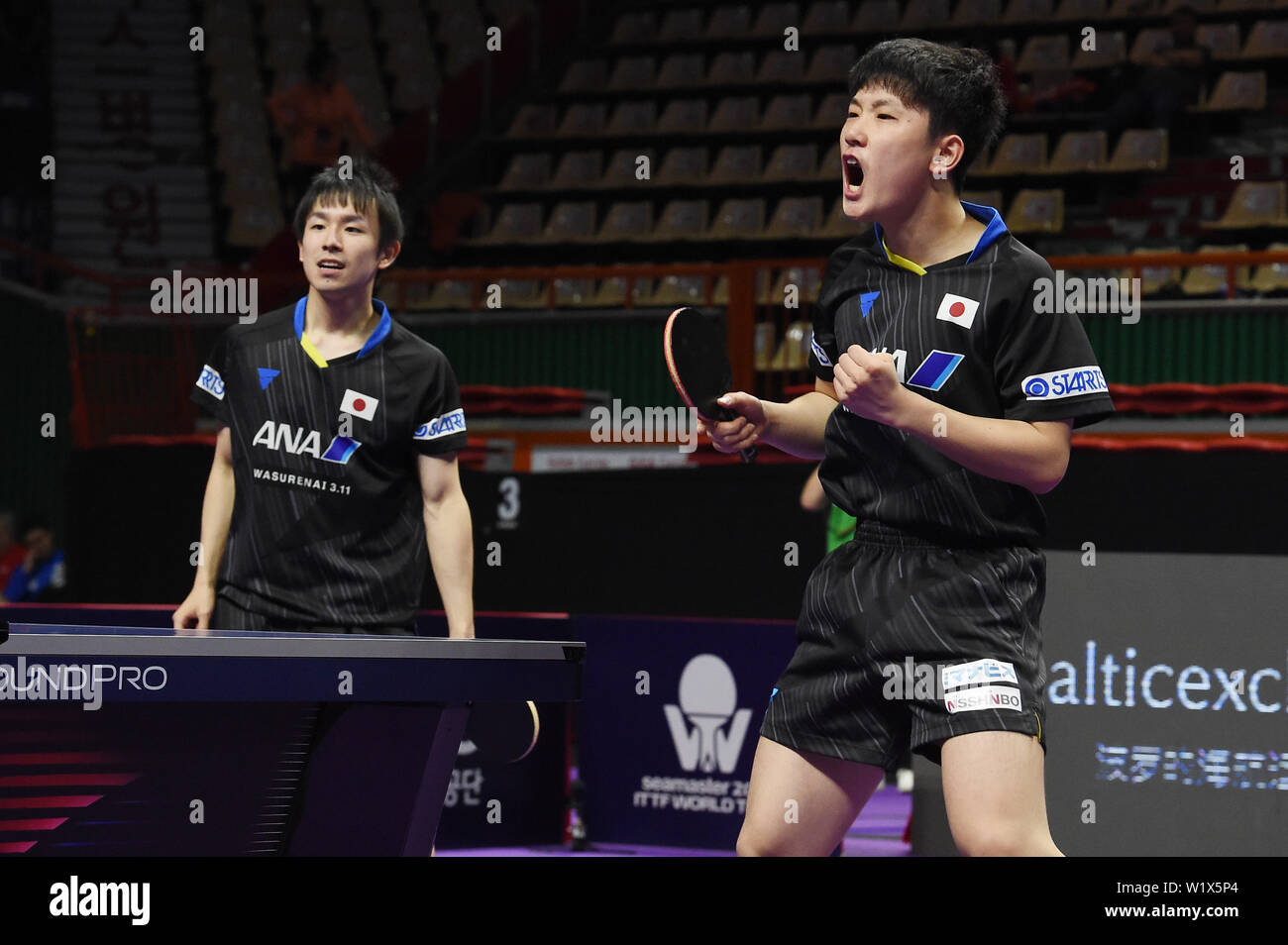 Busan, South Korea. 4th July, 2019. Koki Niwa (JPN), Tomokazu Harimoto (JPN) Table Tennis : The ...