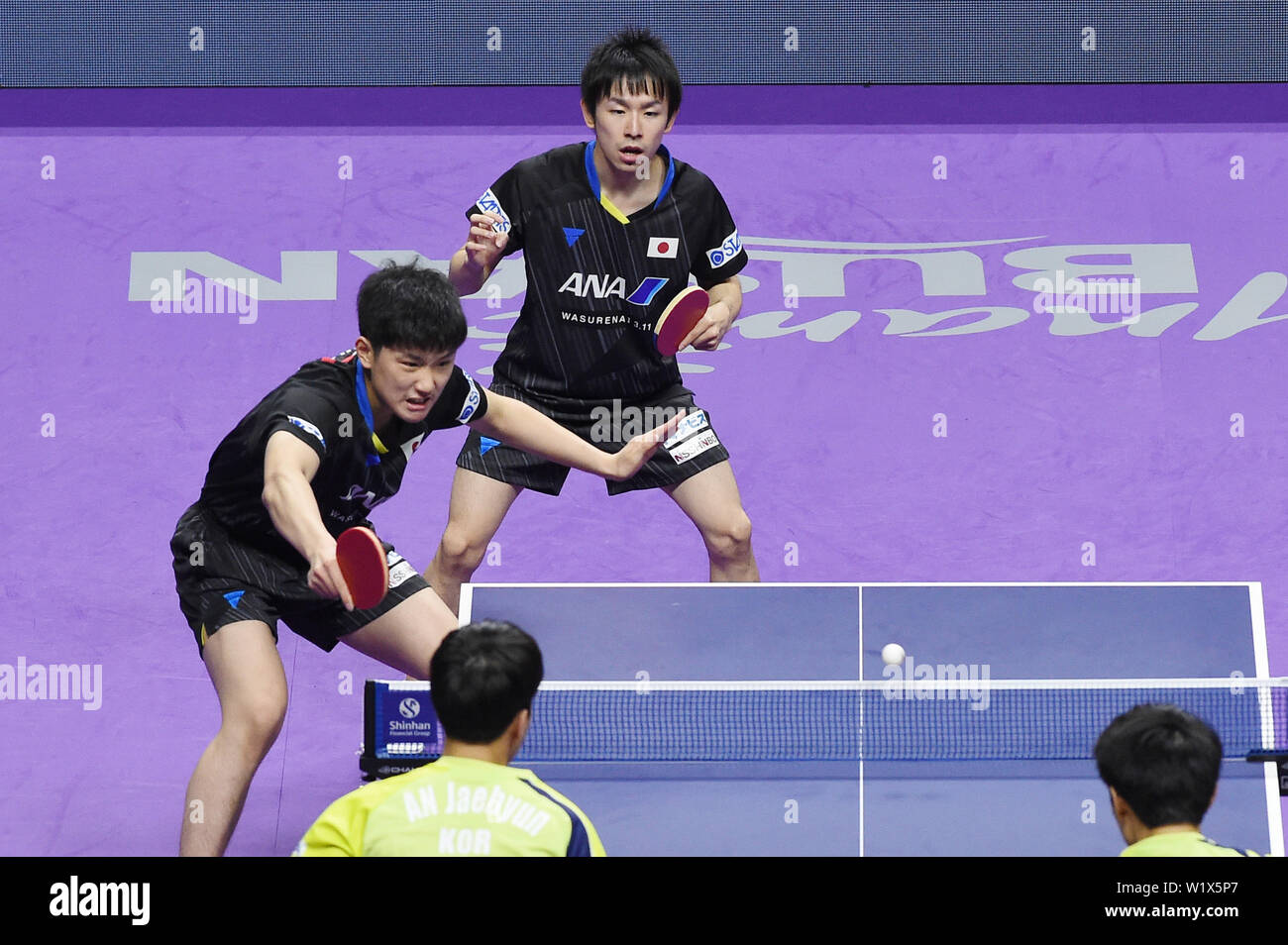 Busan, South Korea. 4th July, 2019. Koki Niwa (JPN), Tomokazu Harimoto ...