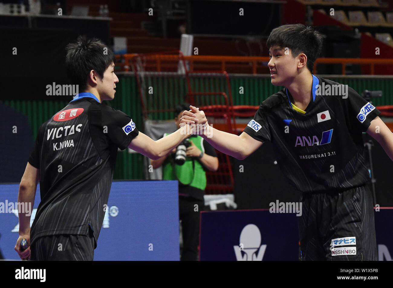 Busan, South Korea. 4th July, 2019. Koki Niwa (JPN), Tomokazu Harimoto ...