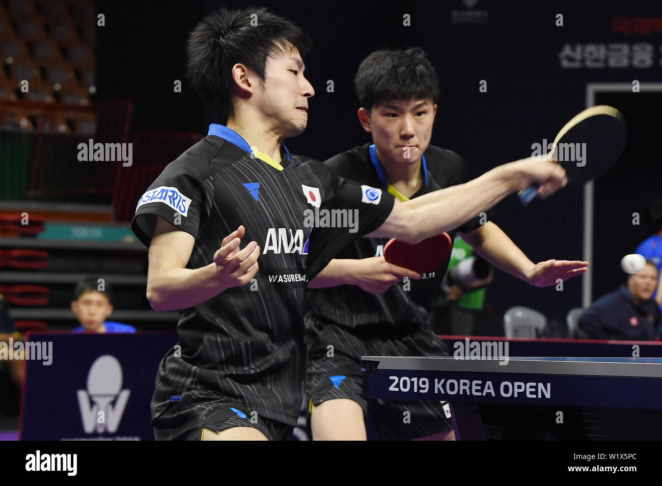 Busan, South Korea. 4th July, 2019. Koki Niwa (JPN), Tomokazu Harimoto ...