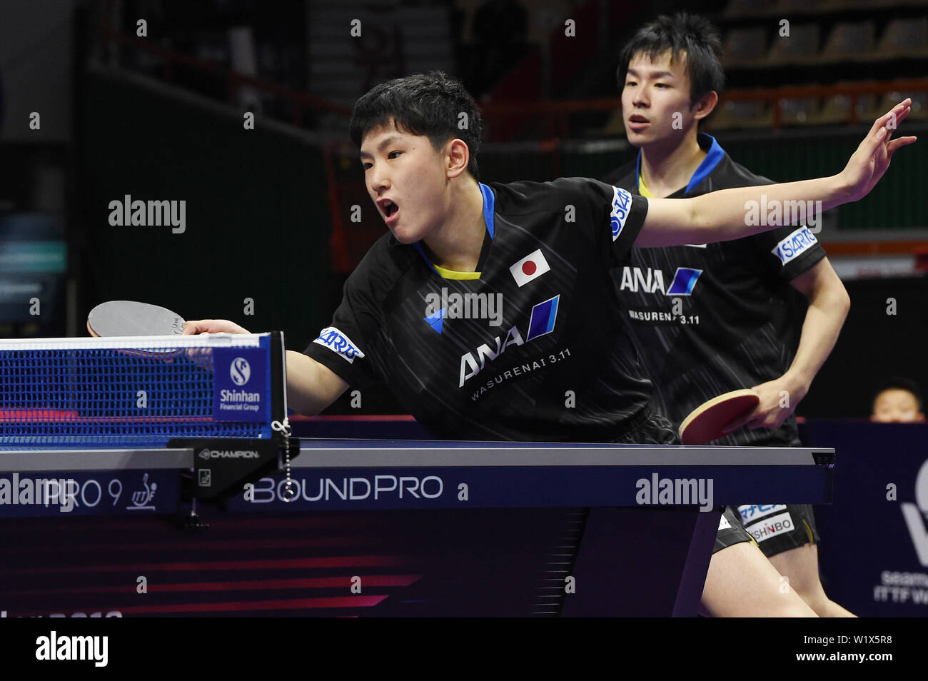 Busan, South Korea. 4th July, 2019. Koki Niwa (JPN), Tomokazu Harimoto ...