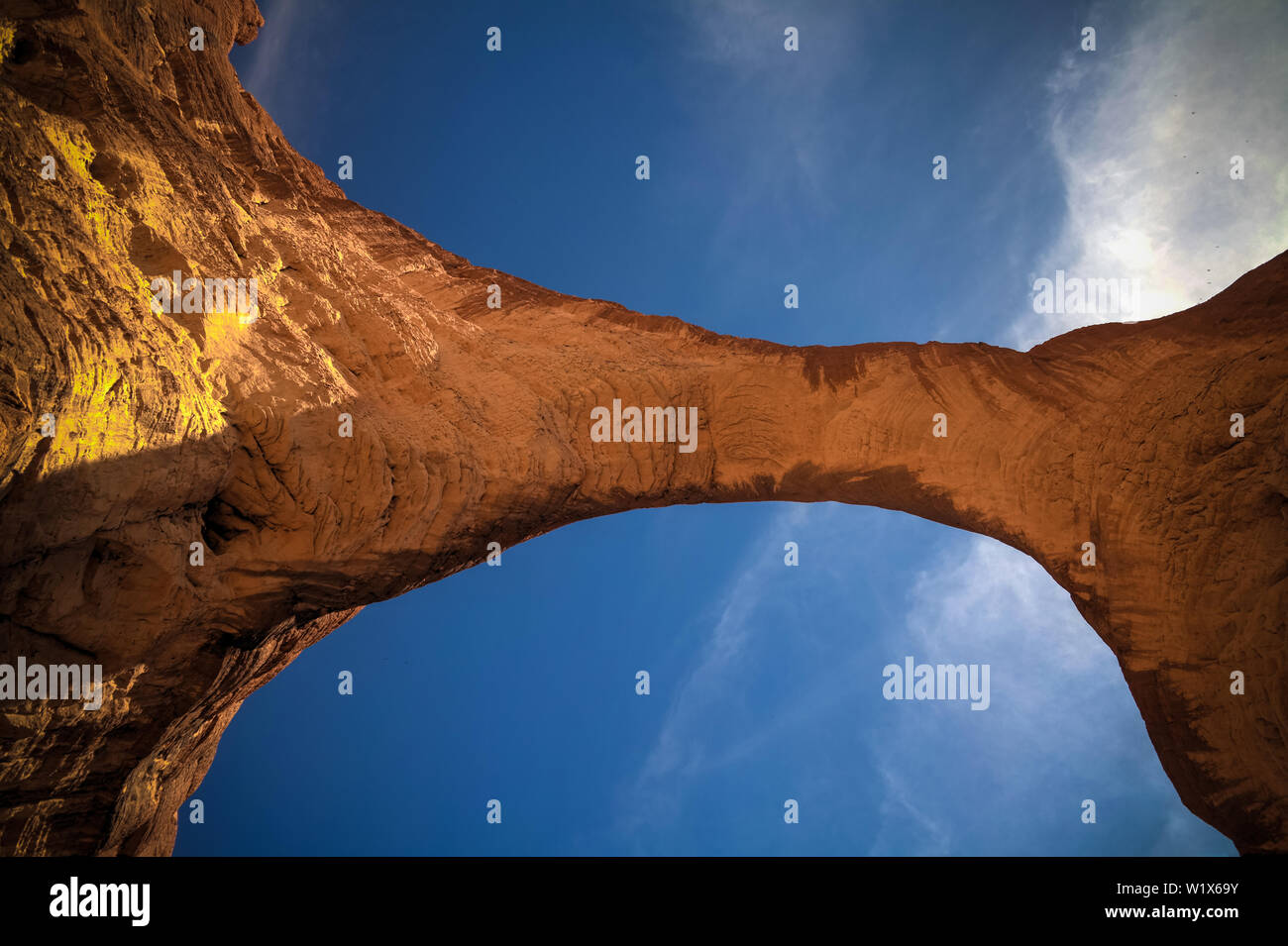 bottom up view Rock formation at plateau Ennedi aka Aloba arch , Chad ...
