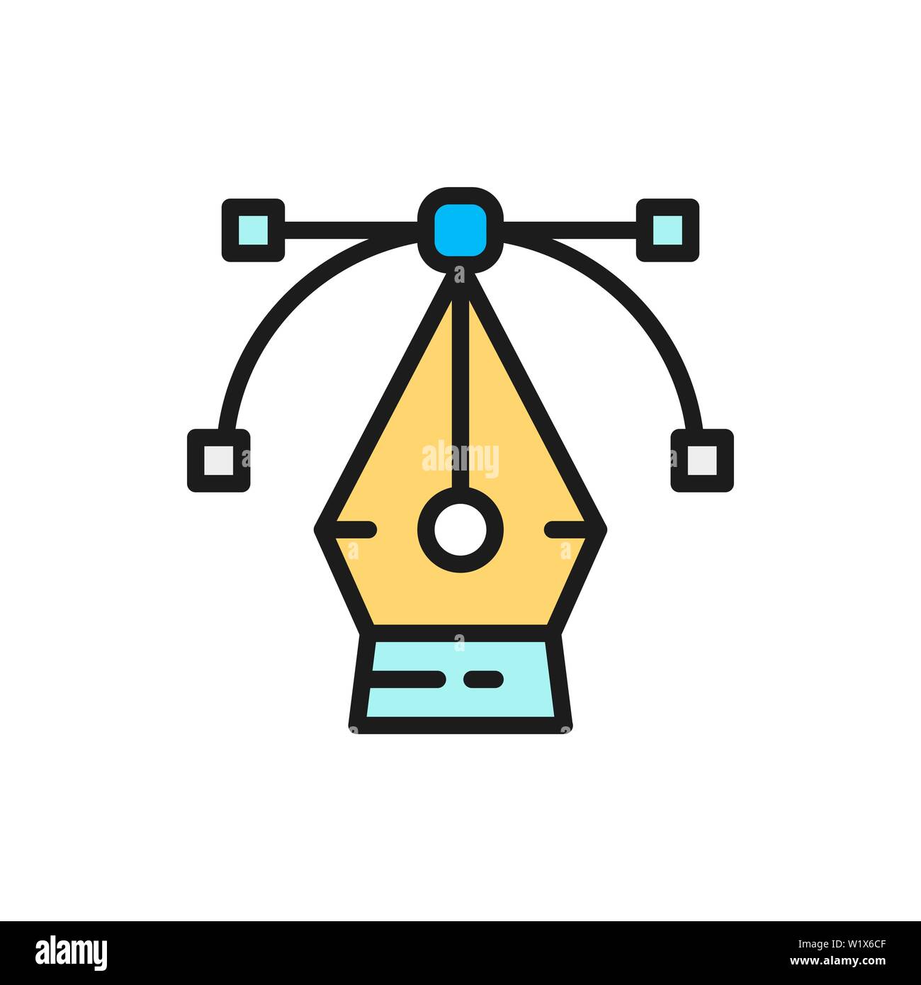 Vector pen tool, computer graphic, curve control point flat color line ...