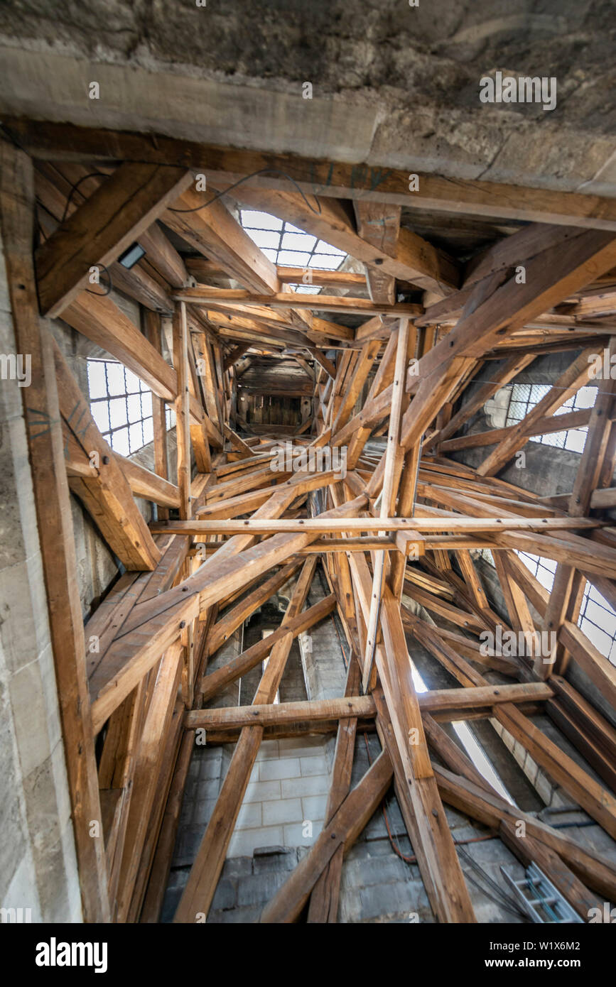 Paris (France): Notre-Dame Cathedral. Structure of the north tower ...