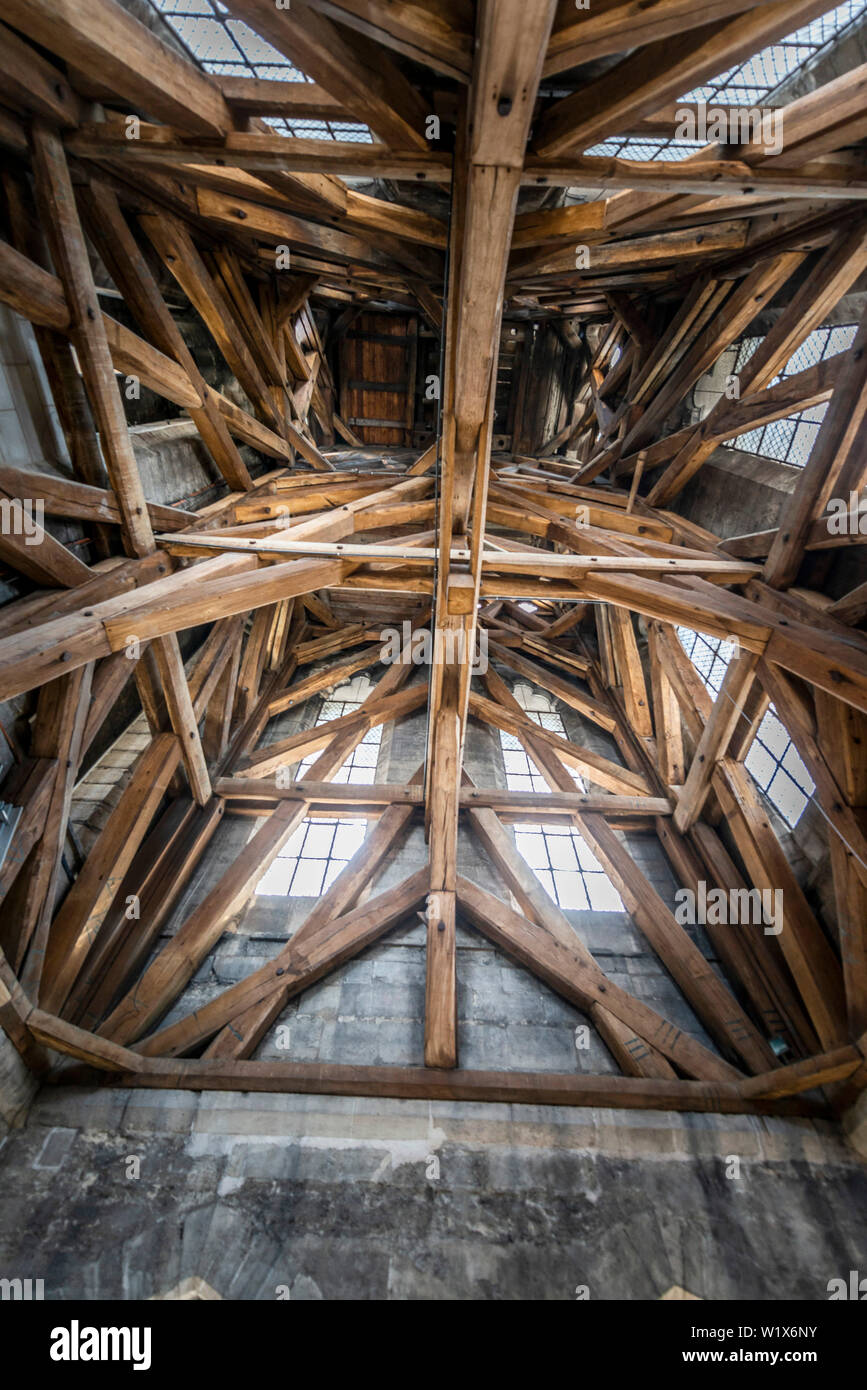 Paris (France): Notre-Dame Cathedral. Structure of the north tower ...
