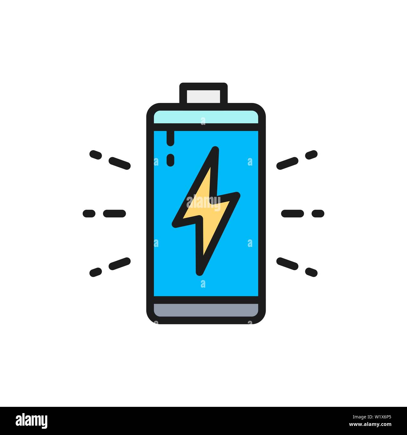Vector battery, accumulator charging flat color line icon Stock Vector ...