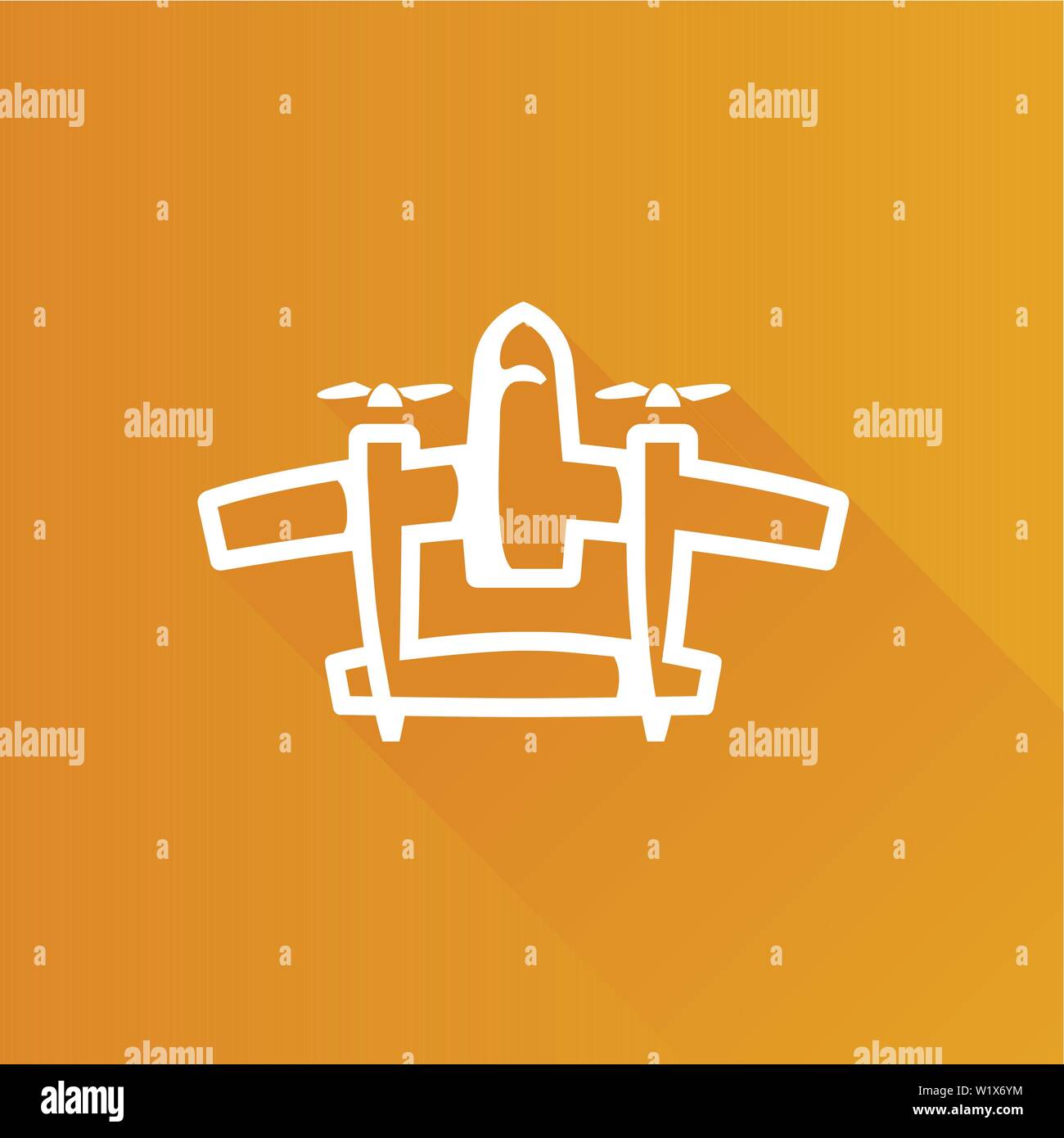 Vintage airplane icon in Metro user interface color style. Double ...