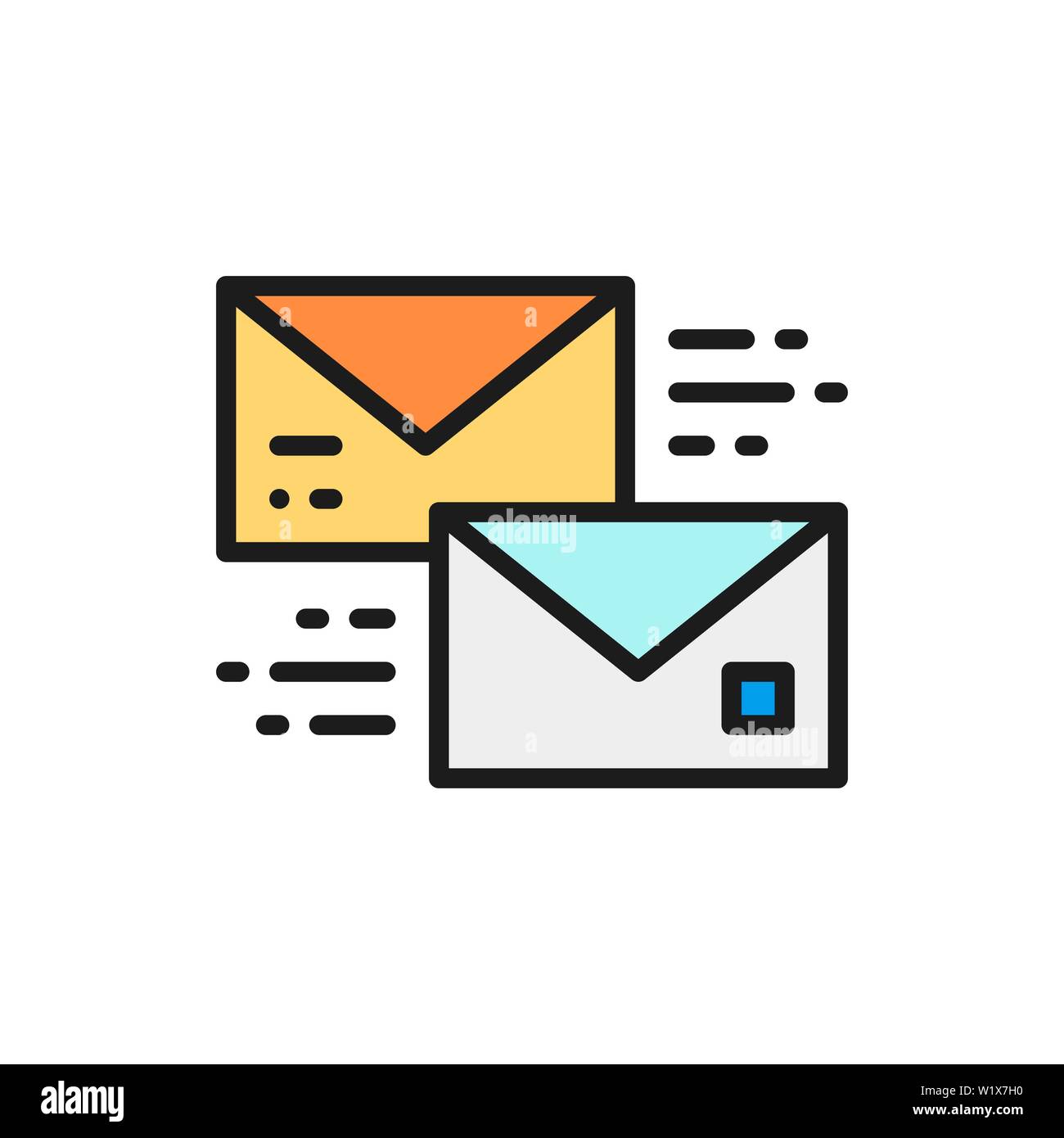 Vector letter, receive and send a message bubble, messaging flat color ...