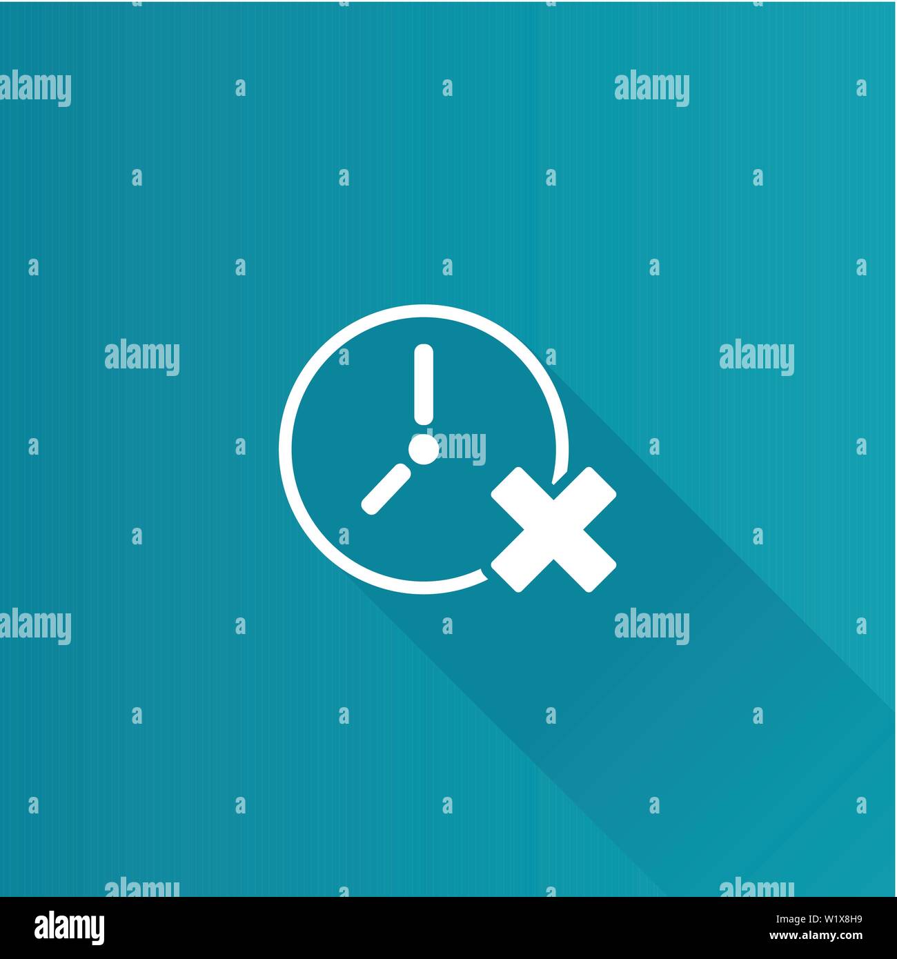 Clock with cross sign icon in Metro user interface color style. Waiting ...