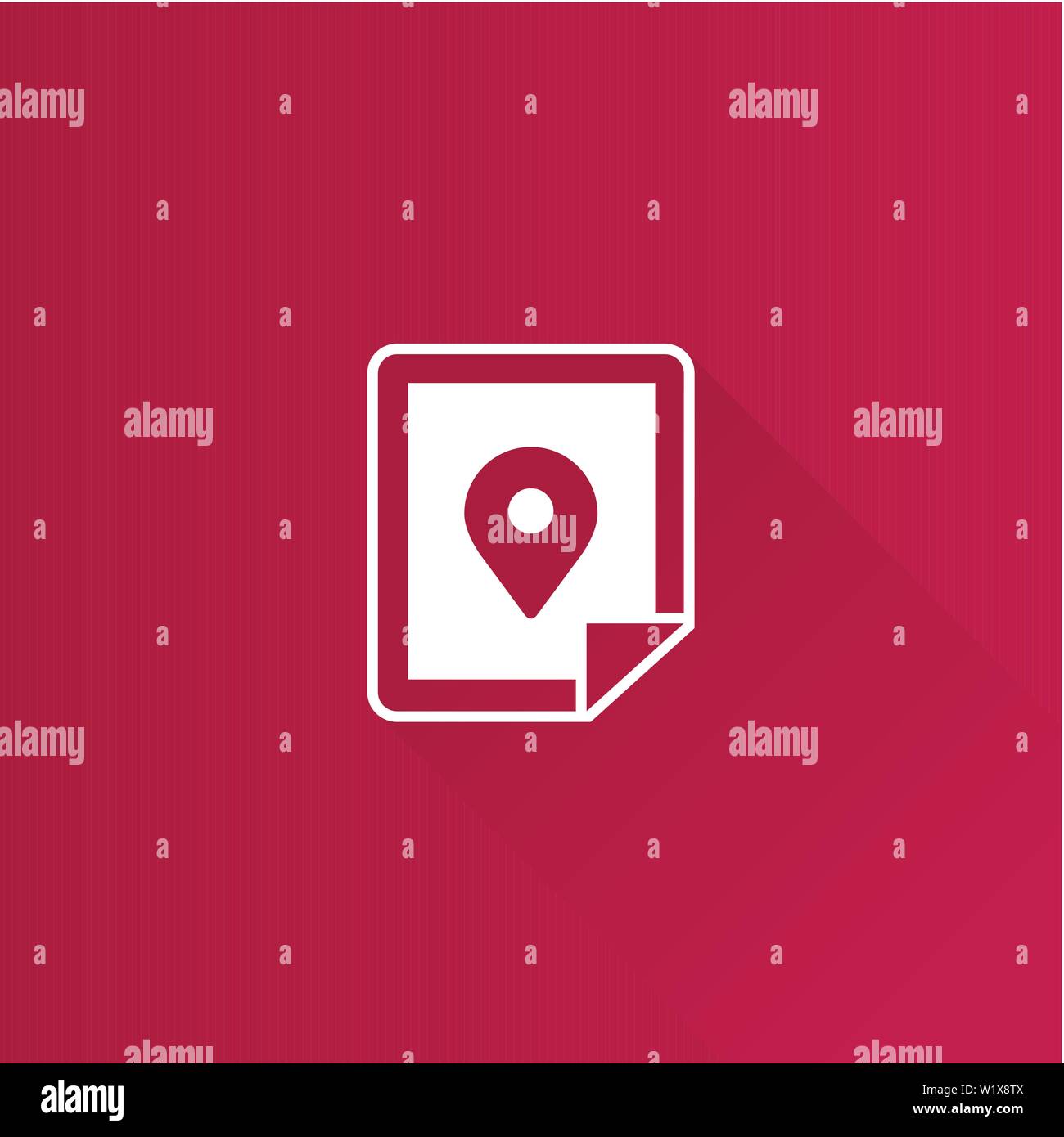 Road map icon with pin location in Metro user interface color style ...