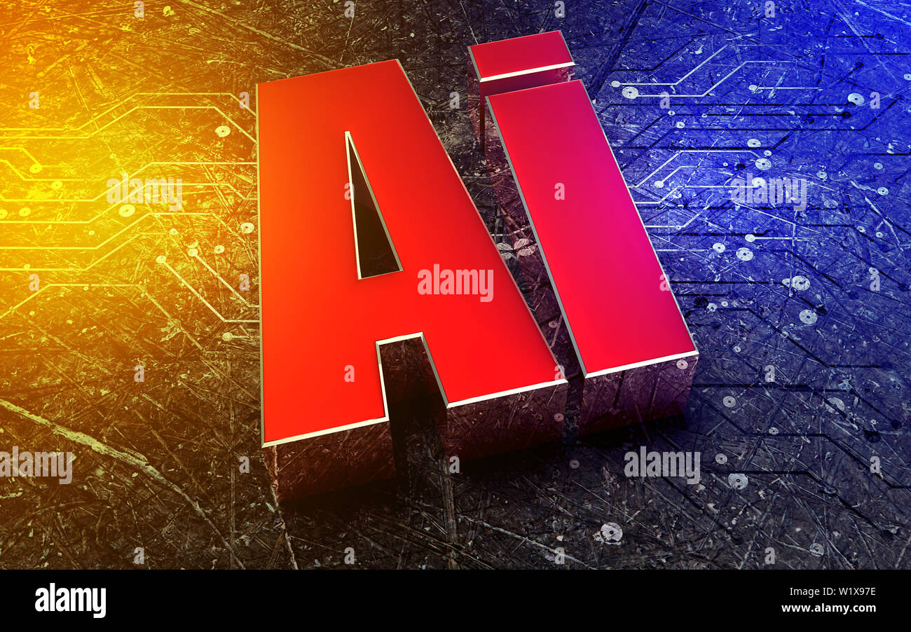 Ai text 3d rendering on white background.(with Clipping Path Stock ...