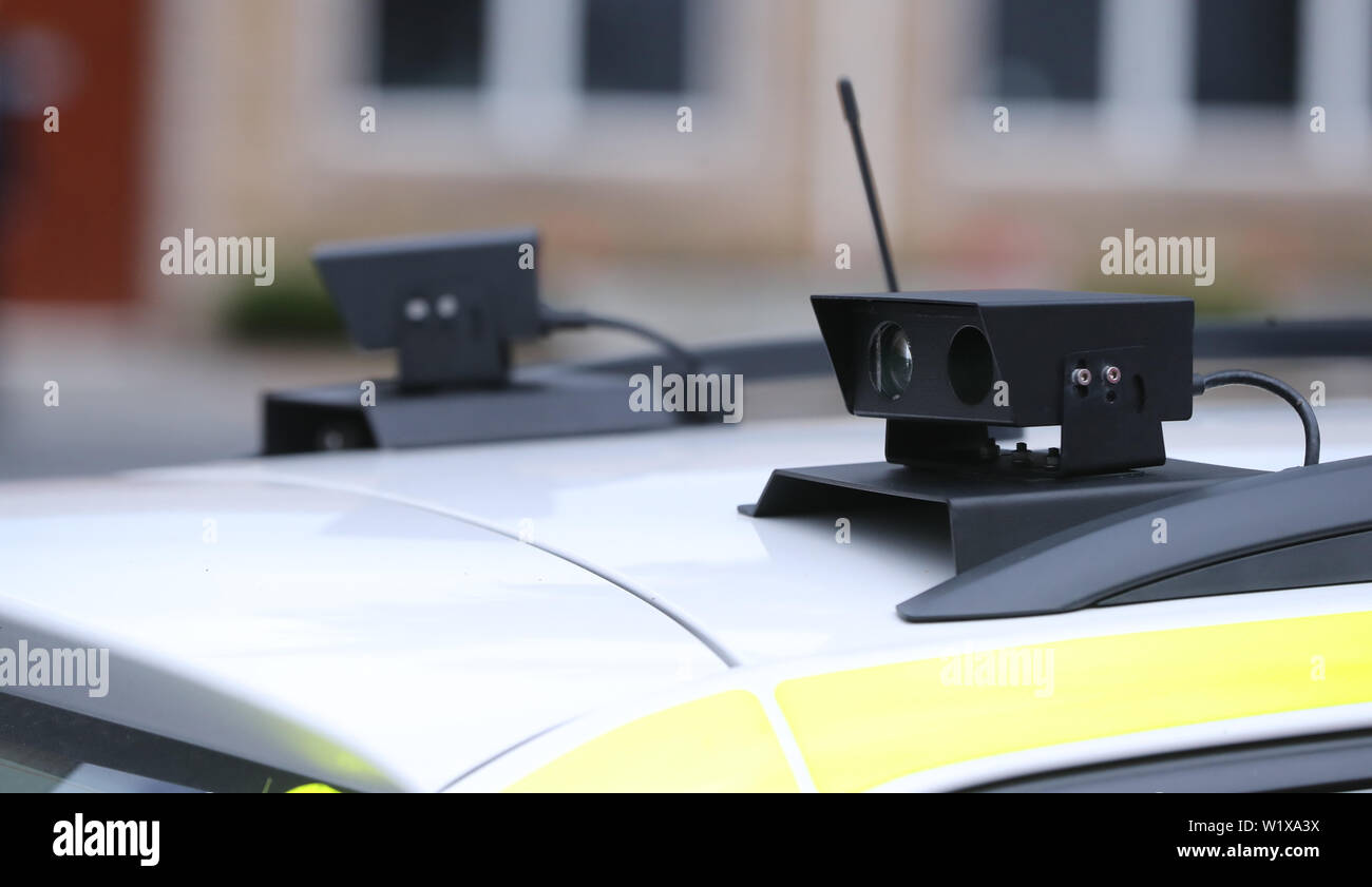A Police Service of Northern Ireland (PSNI) patrol car equipped with Automatic Number Plate ...