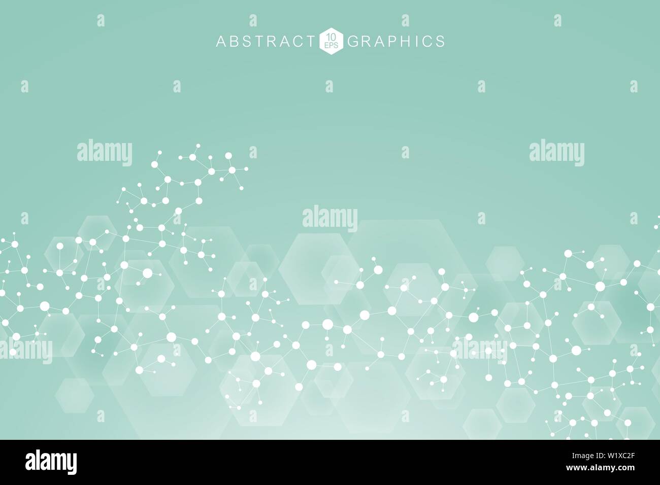 Science network pattern, connecting lines and dots. Technology hexagons ...