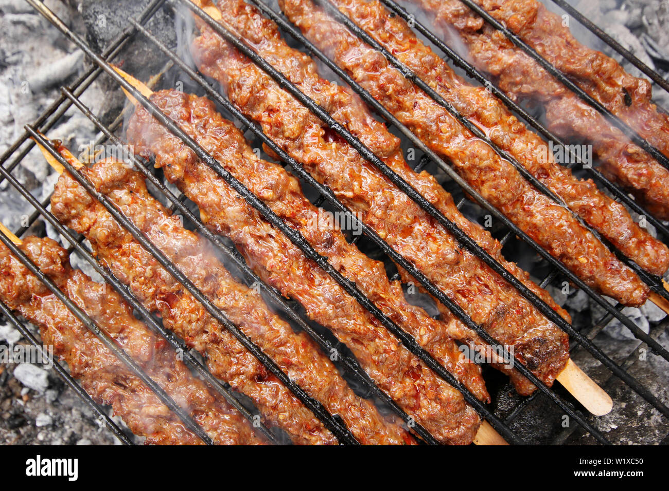Cooking Beef Kebab - Adana Kebap Stock Photo - Alamy