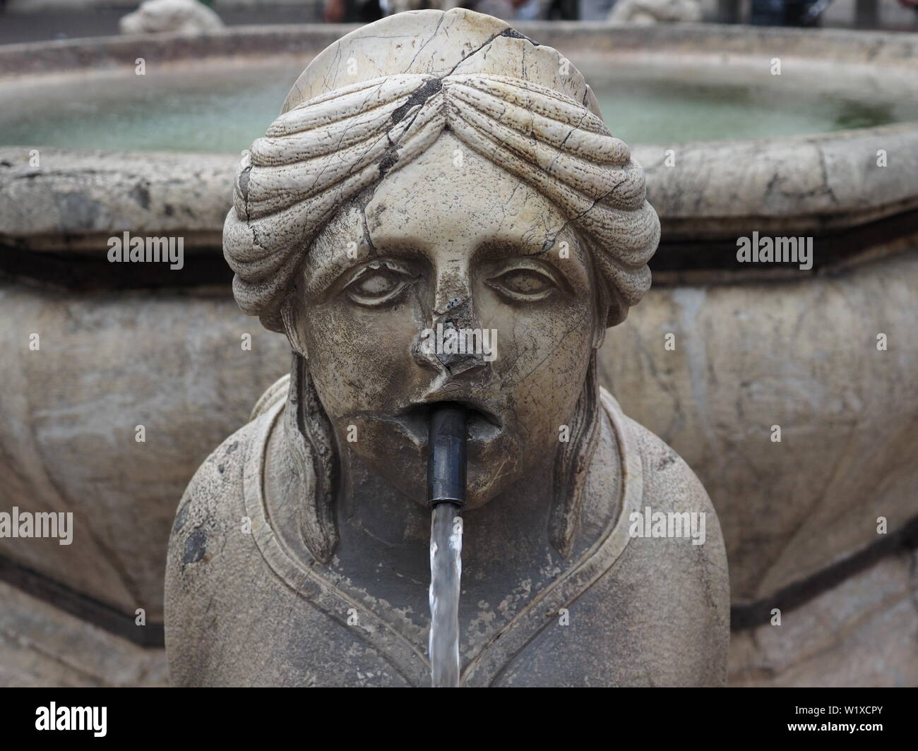 A statue of Contarini fountain in Bergamo alta, Lombardy, Italy Stock ...