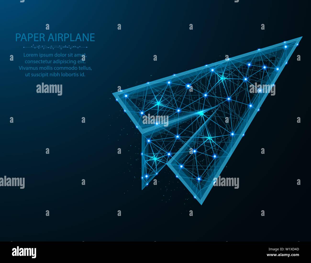 Paper airplane low poly design, flight up in polygonal style, vector ...