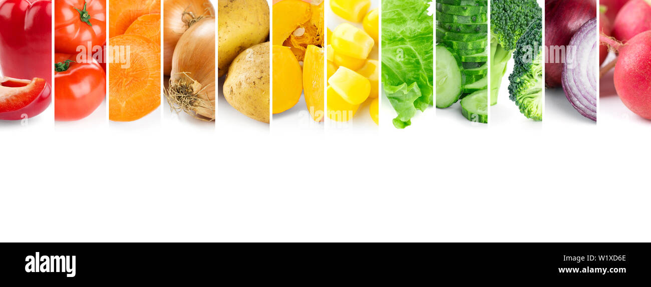 Mixed of color vegetables. Collage of fresh ripe vegetables. Food ...