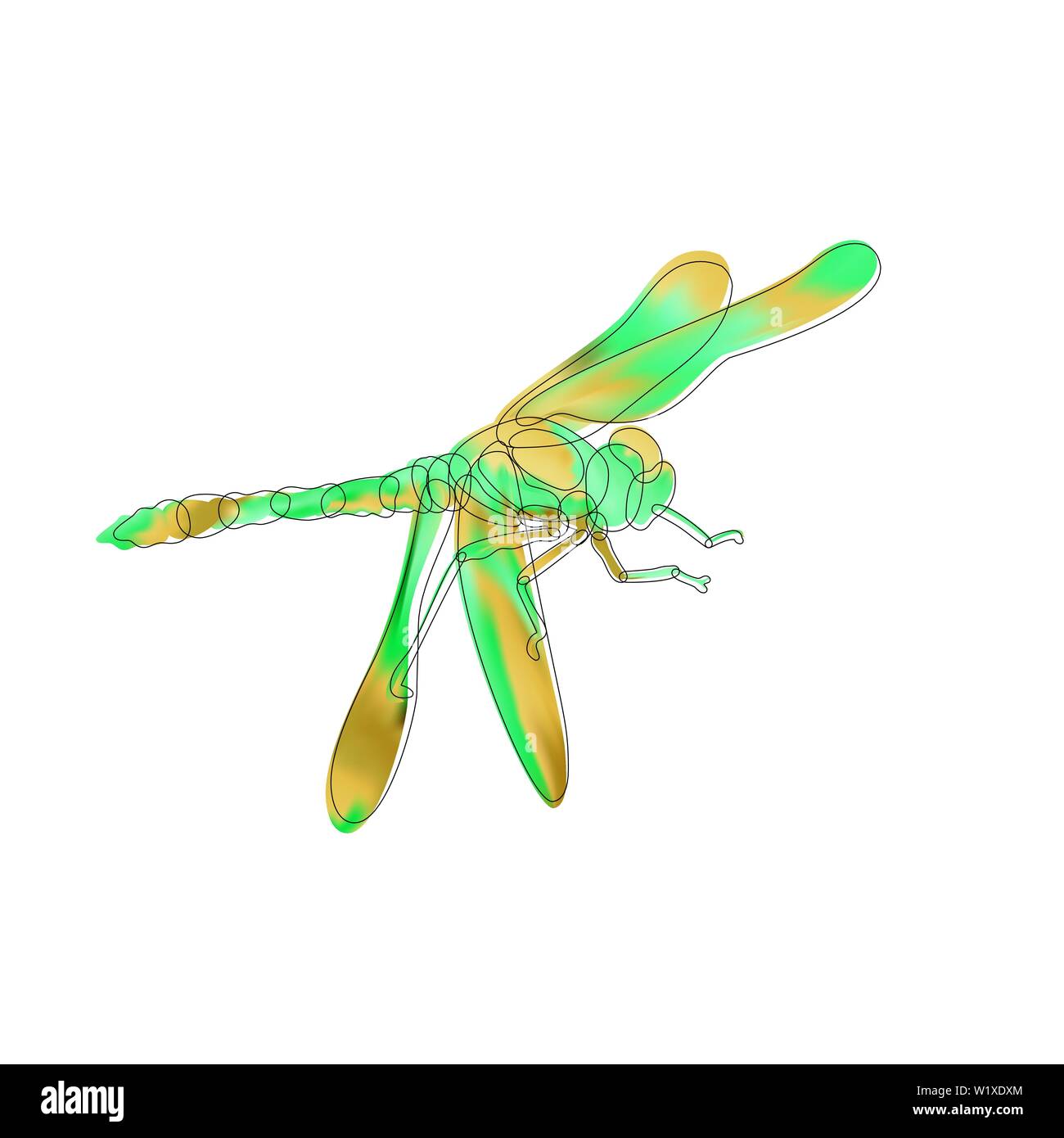 cartoon happy dragonfly red green and neon light. Dragonfly with open ...