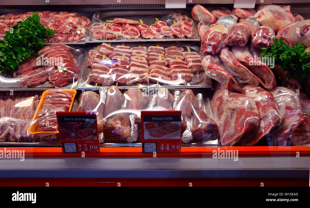 Meat steak pork display hi-res stock photography and images - Alamy
