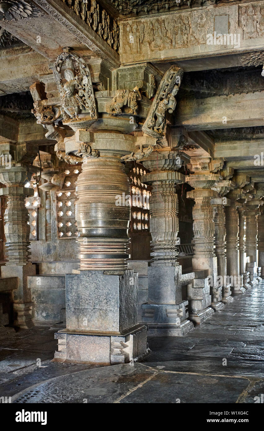 interior shot of Halebid Hoysaleswara Jain temple, Dwarasamudra ...