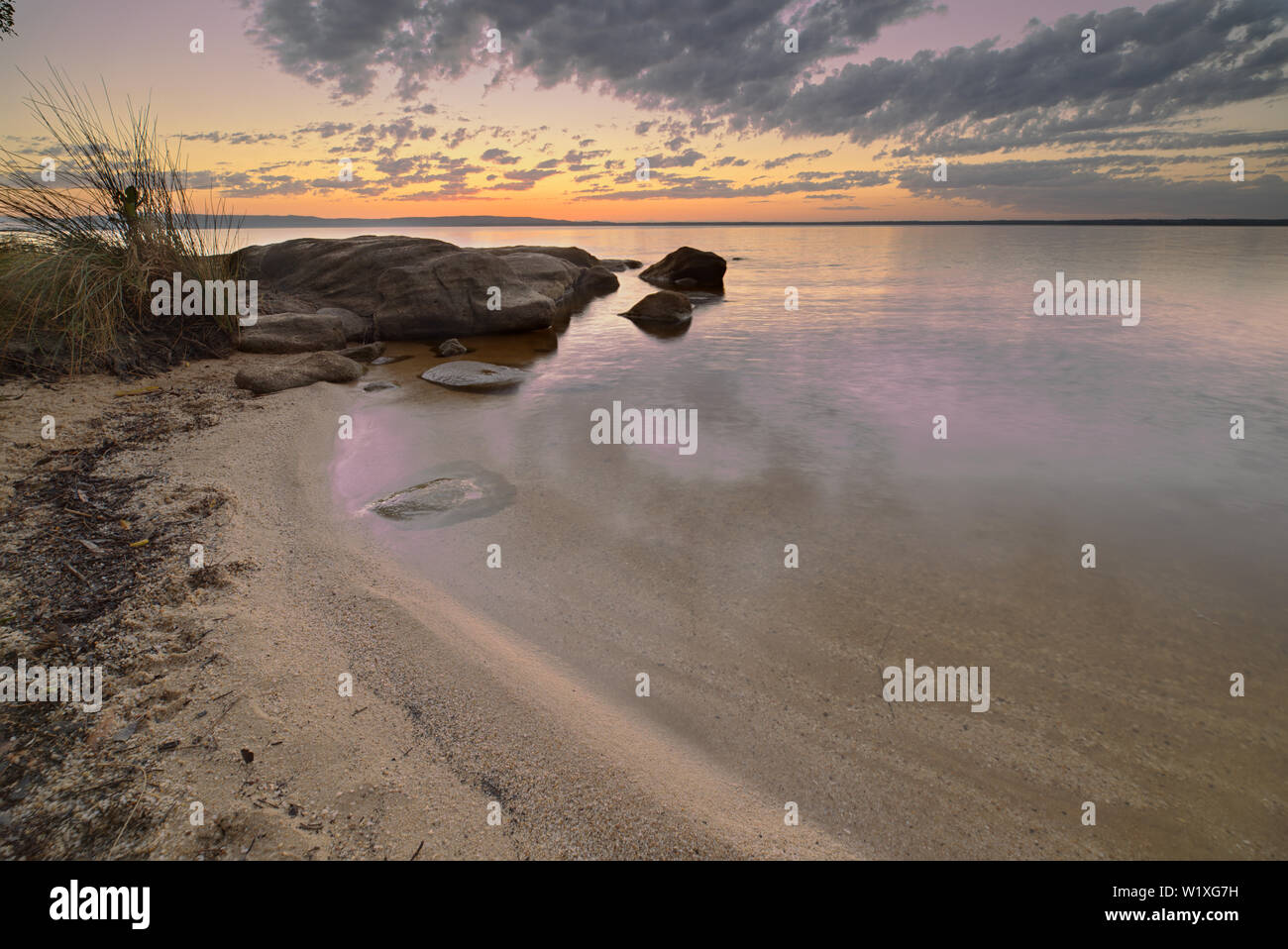 Lake Cootharaba scenery during a winter sunrise Stock Photo - Alamy