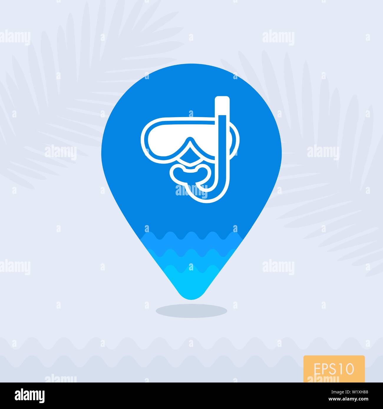 Diving Mask vector pin map icon. Beach Map pointer. Summer Map markers ...