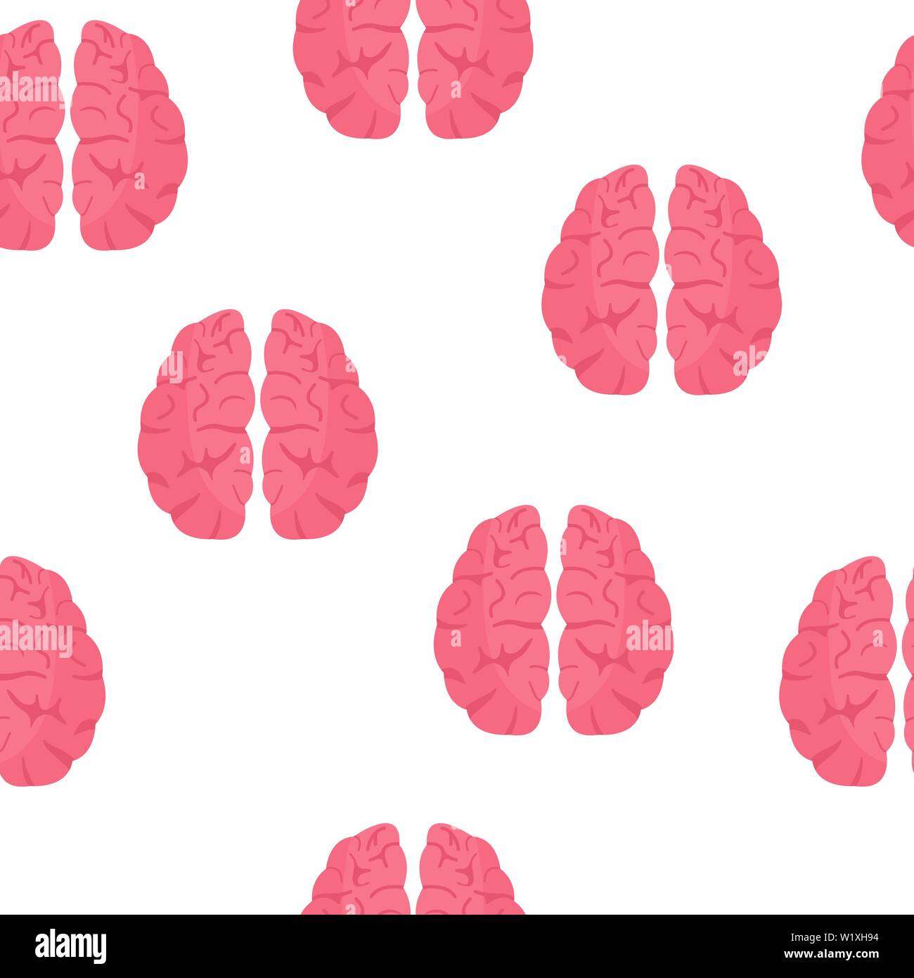 Seamless Pattern with Pink Brains isolated on white background. Mind ...