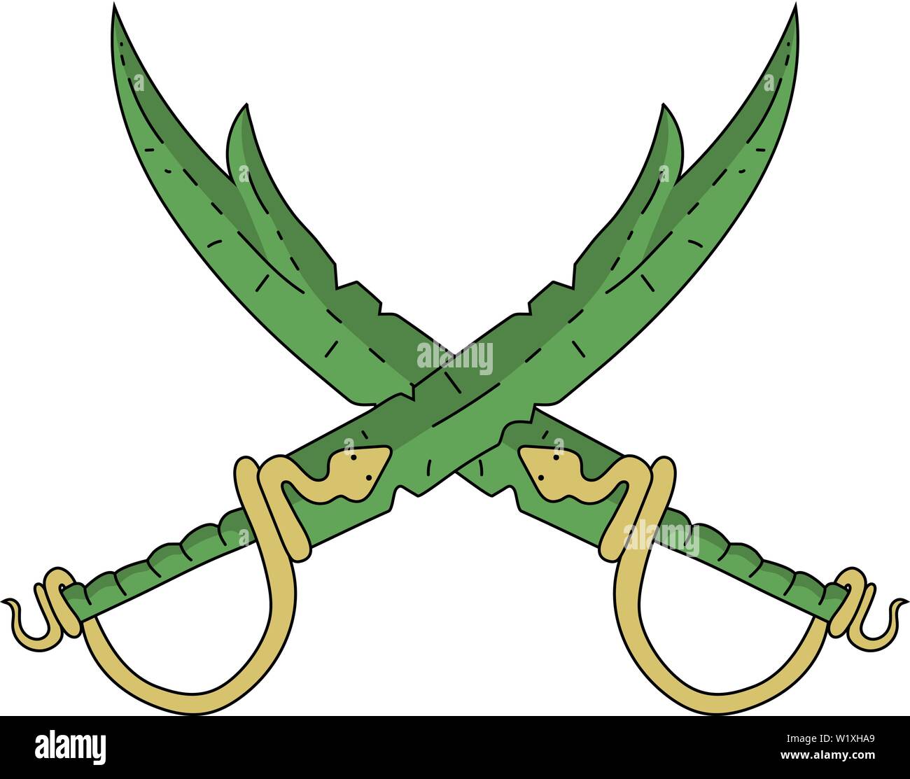 Thief Sword with Snake isolated on white background. Crossed Swords ...