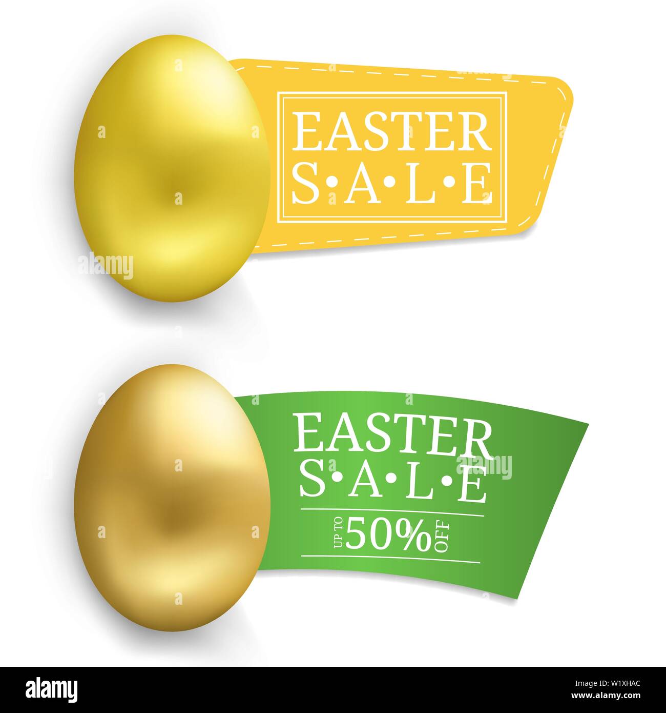 Easter Sale Banner with Golden Egg. Voucher, wallpaper,flyers ...