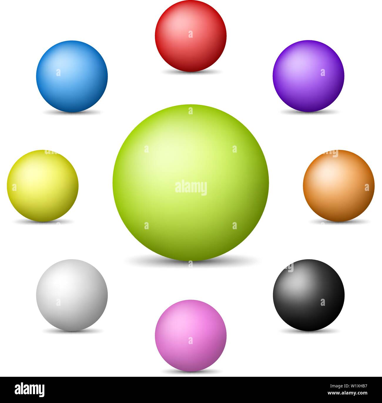 Set of Colorful Realistic Spheres isolated on white background. Glossy ...
