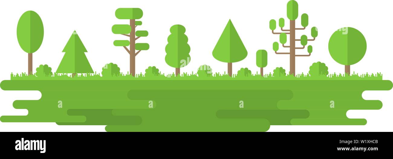 Forest, Park, Alley with Different Trees. Summer Forest Panorama ...