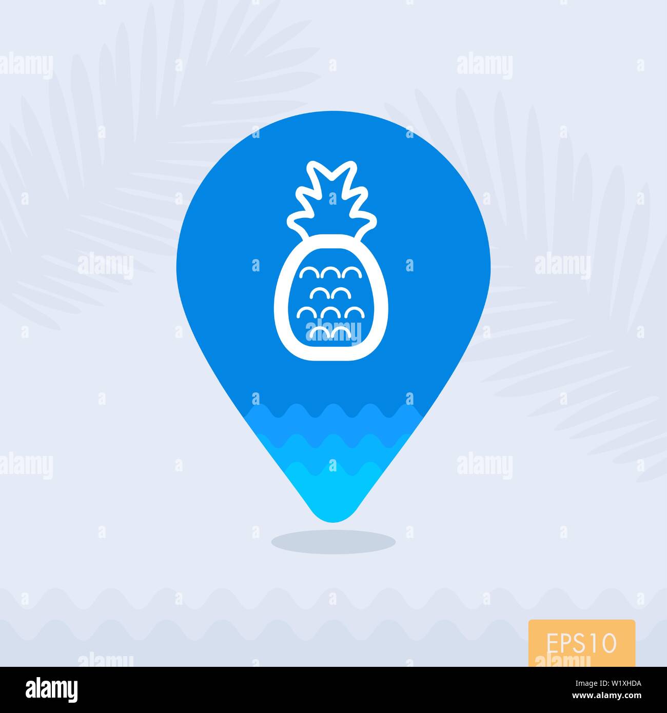 Pineapple vector pin map icon. Beach Map pointer. Summer Map markers ...