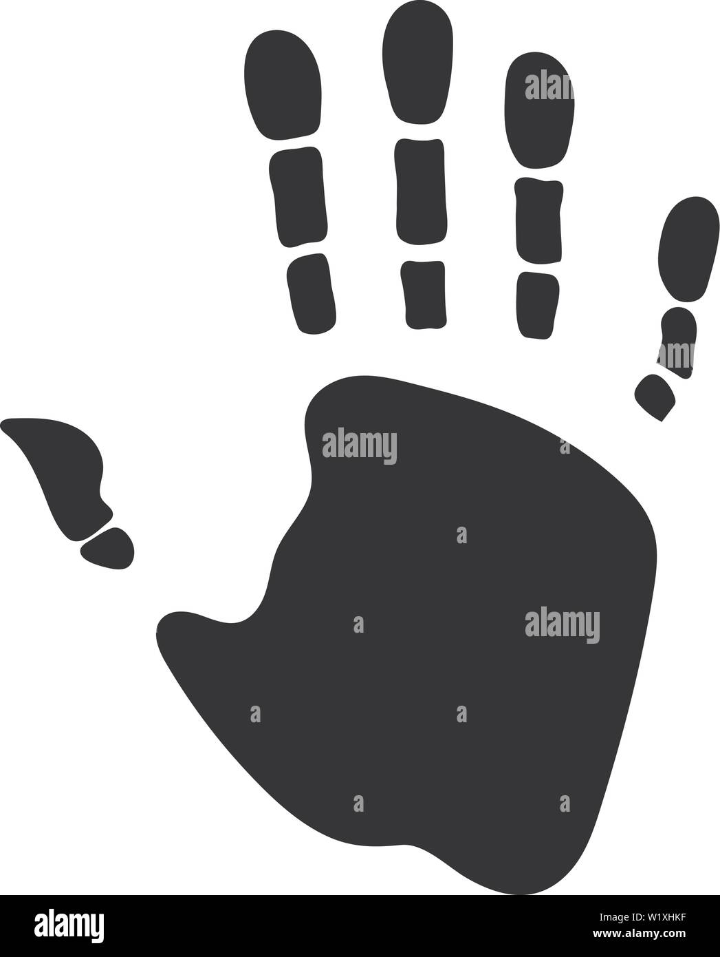 Vector Black Handprint isolated on white background. Education, school ...
