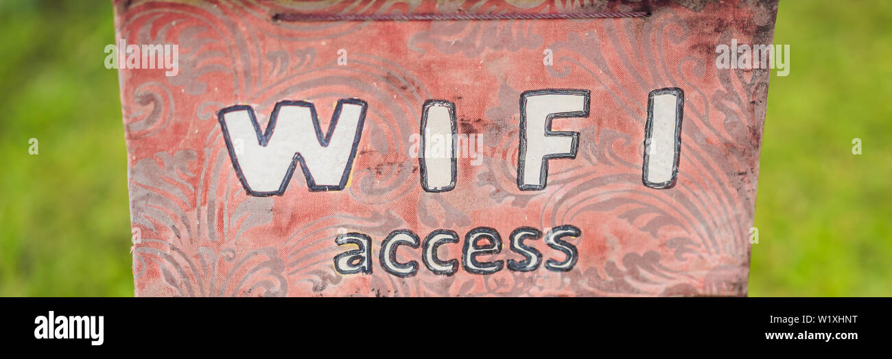 Free WiFi arrow on the nature. Internet everywhere concept BANNER, LONG ...