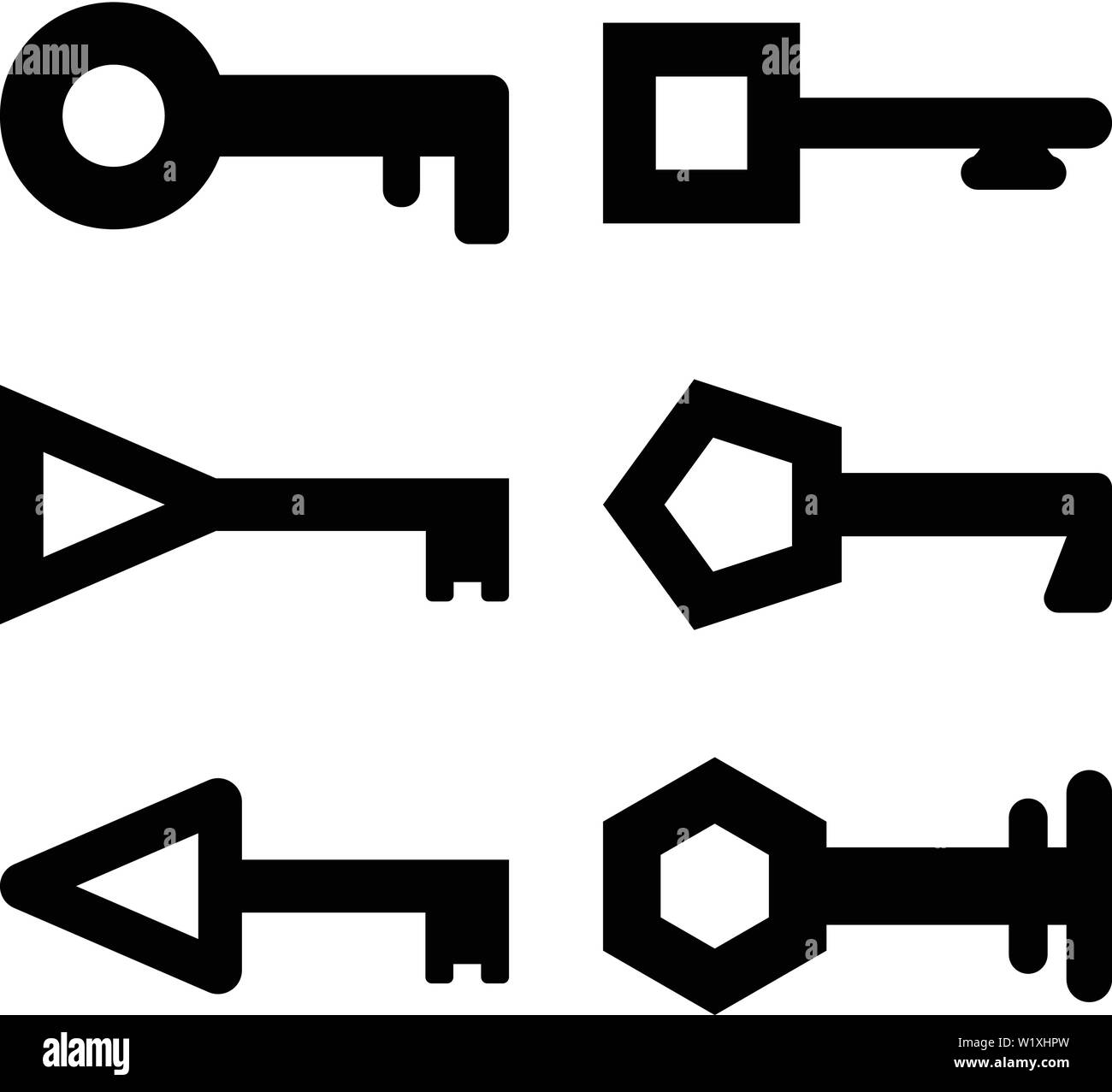 Filled Icons Keys Set isolated on white background. Vector illustration ...