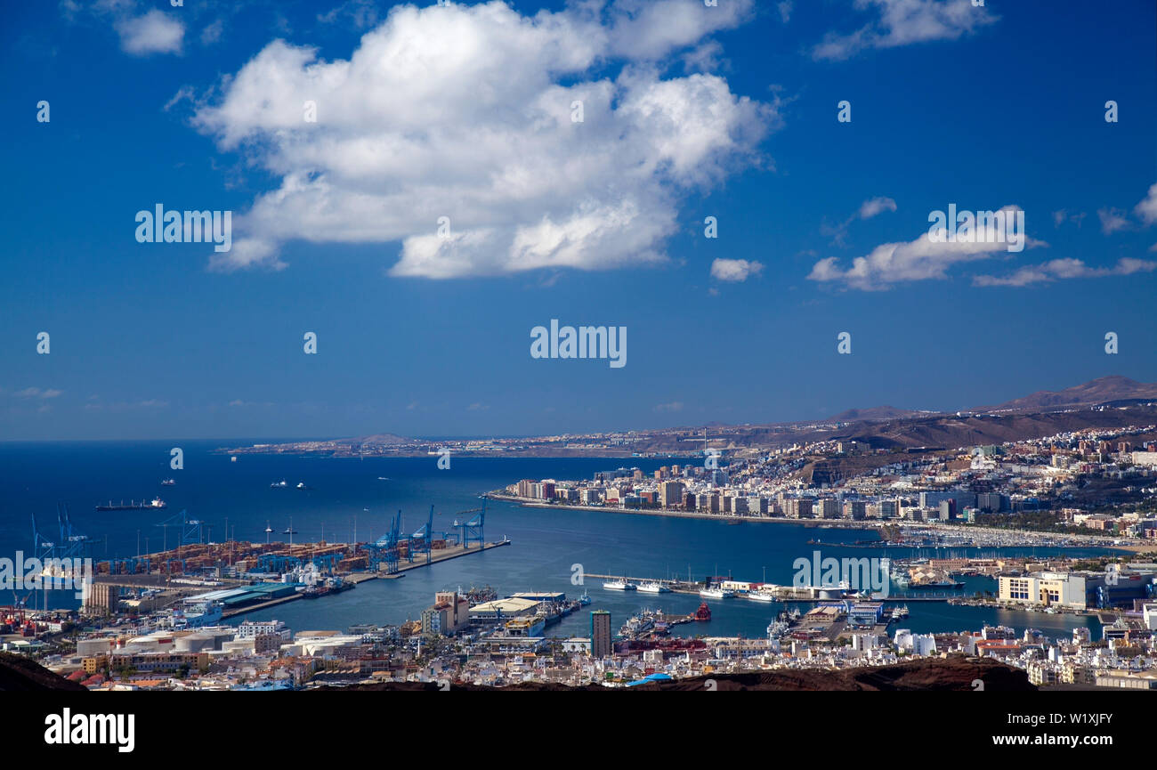 LAS PALMAS, SPAIN - June 29: Cargo containers are handled in busy cargo ...
