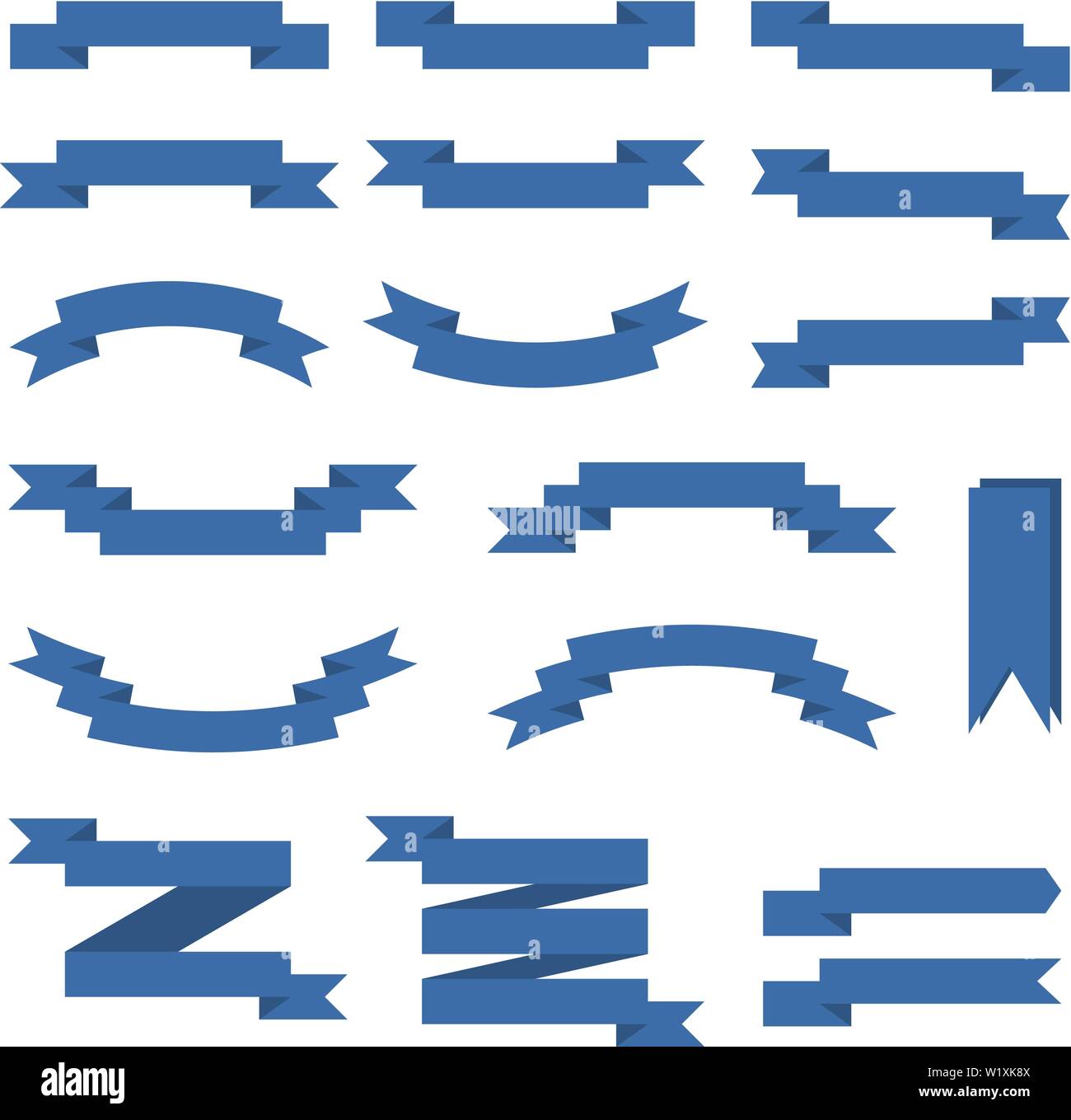 Blue Ribbon Set Banners, Labels isolated on white background. Collection of 18 ribbons. Vector ...