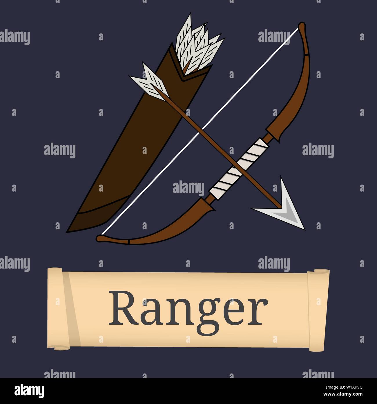 Ranger Class. Attributes of ranger isolated on white background. Select ...