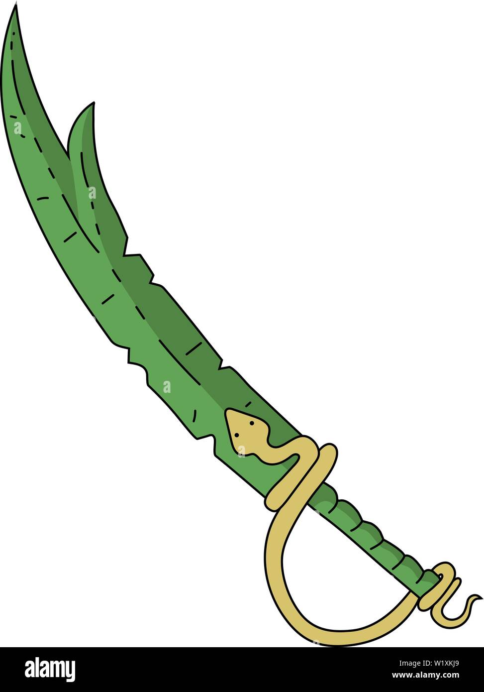 Thief Sword with Snake isolated on white background. Rogue Weapon ...