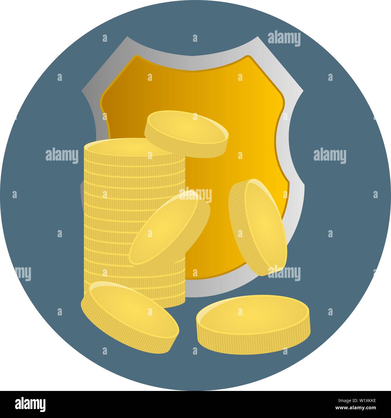 Money Protection Icon. Shield and Coins. Business Concept Illustration ...