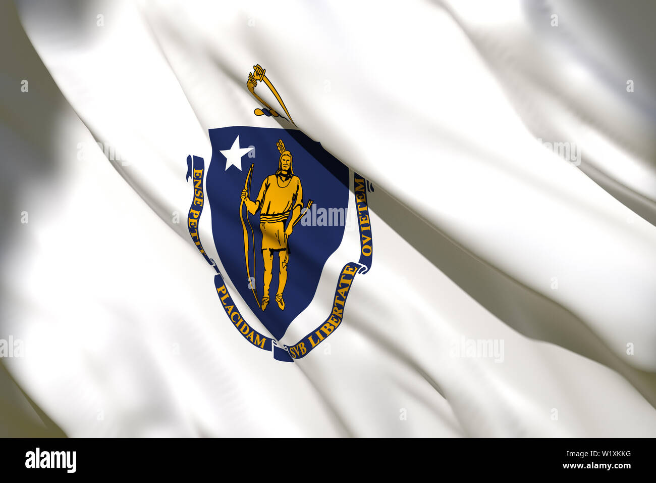 3d rendering of a Massachusetts State flag silk Stock Photo - Alamy