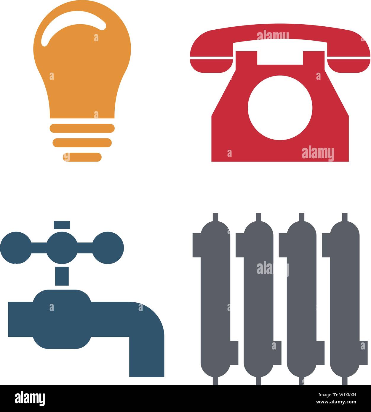 Set of 4 Utilities Icons. Symbols of Power, Water, Gas, Heating. Vector illustration for Your ...