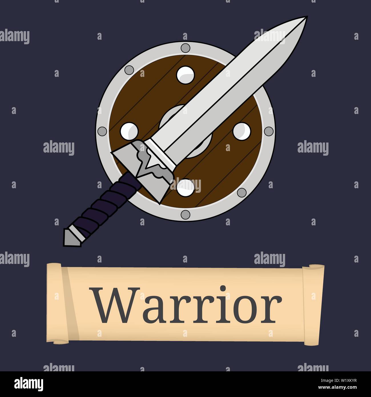 Warrior Class. Attributes of warrior isolated on white background ...
